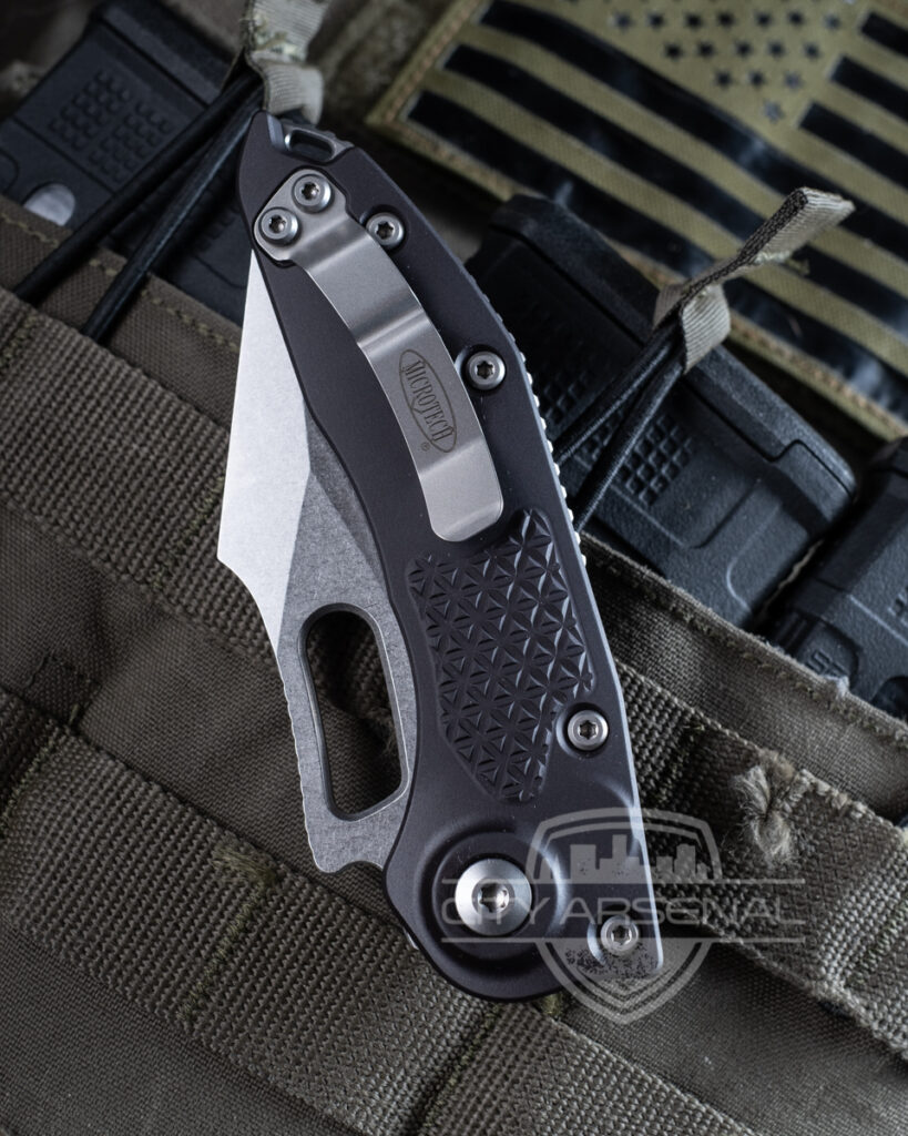 Microtech Stitch Auto Folding Knife, S/E, Black Handle, Stonewashed ...